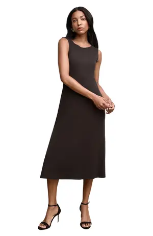 M.M.LAFLEUR Milano Drape Ribbed Pima Modal Midi Dress - Black
