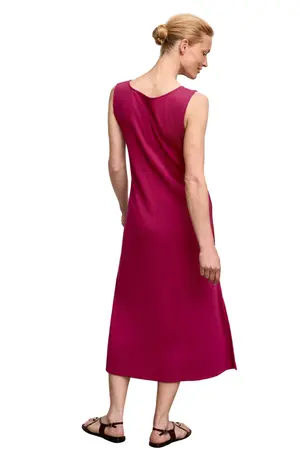 M.M.LAFLEUR Milano Drape Ribbed Pima Modal Midi Dress - Dark Fuchsia