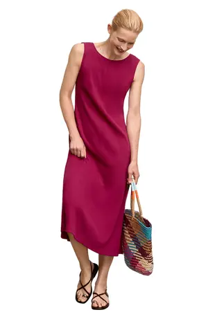 M.M.LAFLEUR Milano Drape Ribbed Pima Modal Midi Dress - Dark Fuchsia