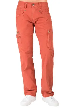 LEVEL 7 Relaxed Straight-leg Cargo Jeans - Bbq