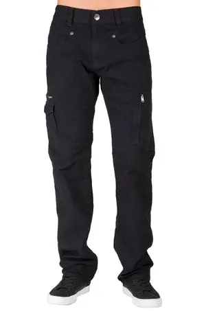 LEVEL 7 Relaxed Straight-leg Cargo Jeans - Black