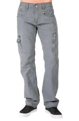 LEVEL 7 Relaxed Straight-leg Cargo Jeans - Charcoal