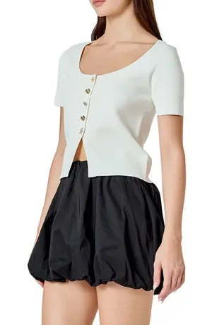 Endless Rose Cropped Short Sleeve Cardigan - Cream