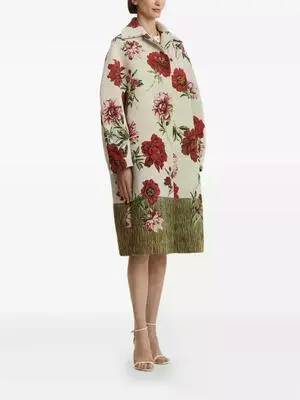 Oscar De La Renta Peony Unraveled Jacquard Coat