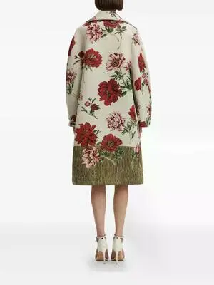 Oscar De La Renta Peony Unraveled Jacquard Coat