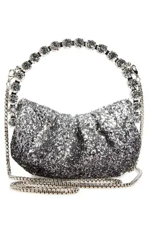 L’ALINGI Micro Eternity Glitter Satin Crystal Top Handle Bag