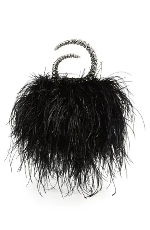 L’ALINGI Karma Feather Crystal Top Handle Evening Bag