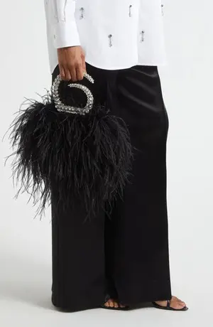 L’ALINGI Karma Feather Crystal Top Handle Evening Bag