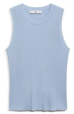Mango Sleeveless Ribbed Sweater - Sky Blue