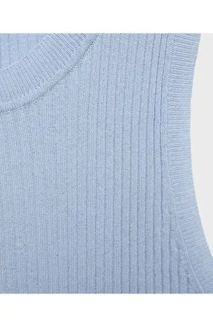 Mango Sleeveless Ribbed Sweater - Sky Blue
