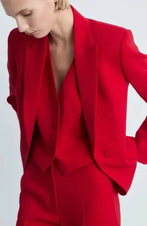 Mango Structured Suit Jacket - Red