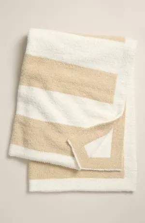 Nordstrom Print So Soft Chenille Blanket - Beige Oatmeal Cabana Stripe