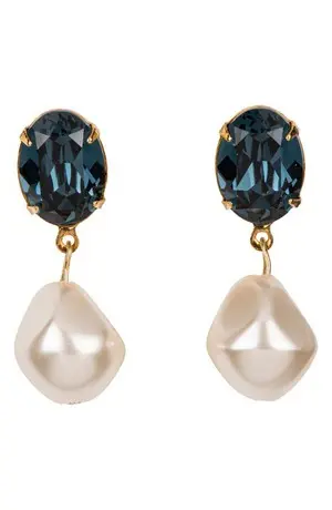 JENNIFER BEHR Tunis Crystal & Faux Pearl Drop Earrings - Sapphire