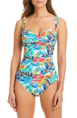ROD BEATTIE Shirred One-piece Swimsuit - Blue/green/turquoise Multi