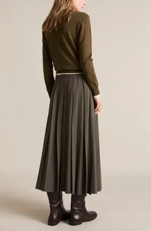 Mango Pleated Maxi Skirt With Attached Belt