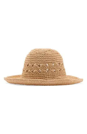 Mango Openwork Straw Sun Hat - Ecru