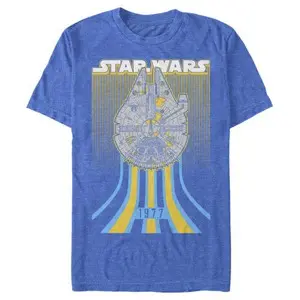 STAR WARS Retro Falcon Speed Graphic T-shirt - Royal Blue Heather
