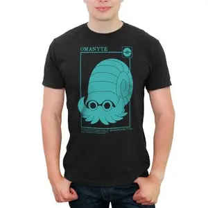 POKEMON Omanyte Rock Water Type Card Short Sleeve Graphic T-shirt - Black