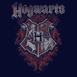 HARRY POTTER Vintage Artistic Crest Graphic T-shirt - Navy Blue