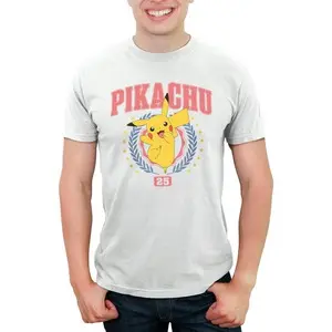 POKEMON Collegiate Pikachu 25 Short Sleeve Graphic T-shirt - White