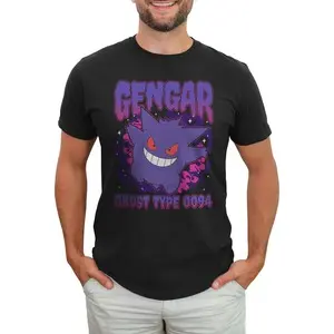POKEMON Gengar Ghost Type 0094 Short Sleeve Graphic T-shirt - Black