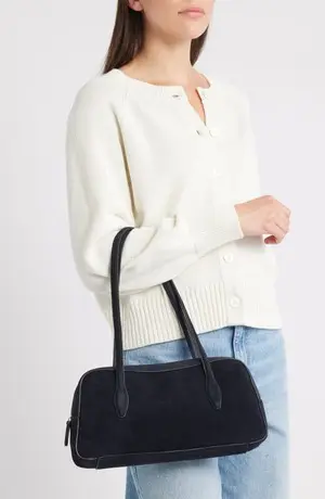 Madewell The Top Zip Suede Shoulder Bag - Juniper Berry