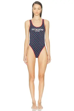 Valentino Garavani Cherryfic One-piece Swimsuit - Navy