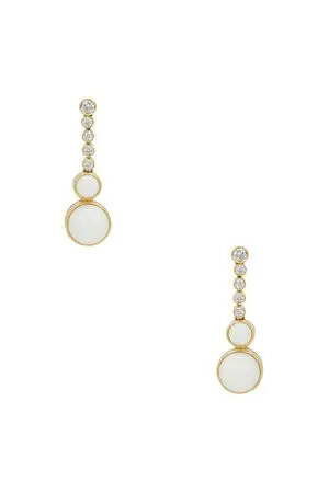 VALERE Night Dangle Earrings - White Stone  Crystal  & Gold