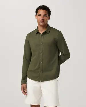 Vuori Long Sleeve Knit Oxford Button Down Classic Fit - Herb