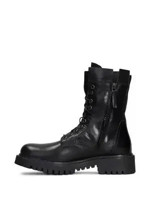 JULIE DEE Leather Combat Boots