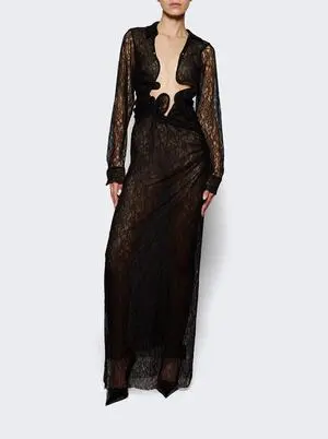 Christopher Esber Sheer Lace Venus Plunge Gown - Black