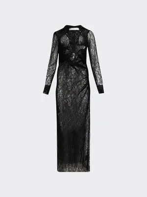 Christopher Esber Sheer Lace Venus Plunge Gown - Black
