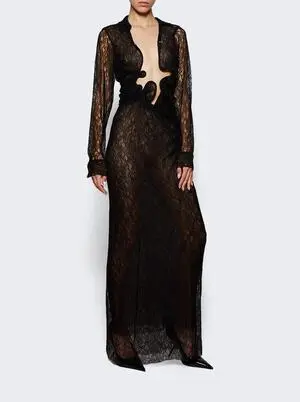 Christopher Esber Sheer Lace Venus Plunge Gown - Black