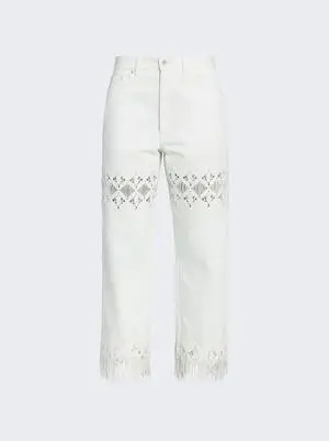 Rabanne Embroidered Denim Trousers - White