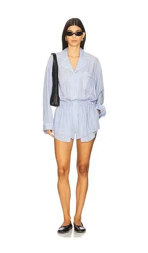 Alexander Wang Pajama Romper - Oxford Blue Multi