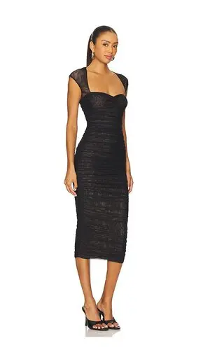 SEROYA Kylie Mesh Midi Dress - Black