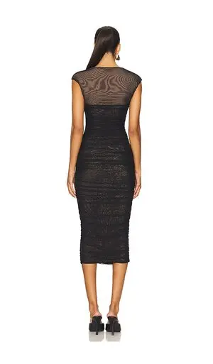 SEROYA Kylie Mesh Midi Dress - Black