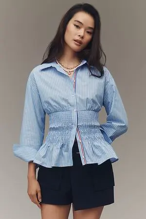 Maeve Long-sleeve Smocked-waist Blouse