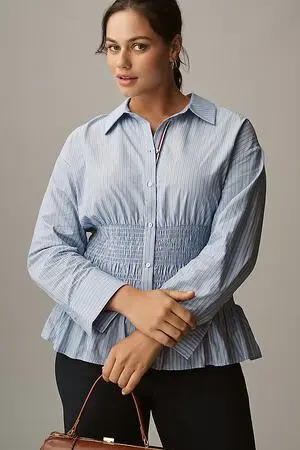 Maeve Long-sleeve Smocked-waist Blouse
