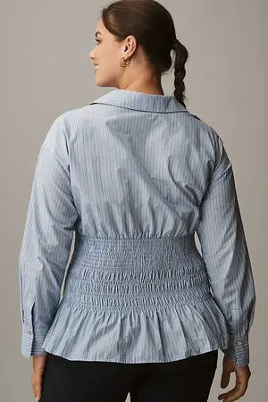 Maeve Long-sleeve Smocked-waist Blouse