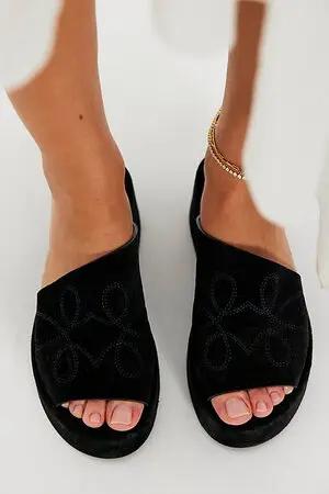 Free People Haven Flatform Sandals - Black Suede