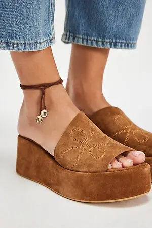Free People Haven Flatform Sandals - Tan Suede
