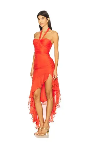 Amanda Uprichard Marabou Dress - Orange