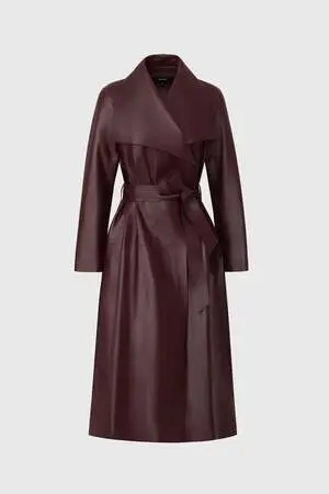 Mackage Mai-l Long Leather Wrap Coat - Garnet