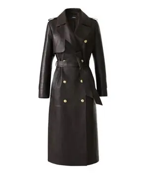 Mackage Gael-nv Croc-embossed Leather Trench Coat - Coffee
