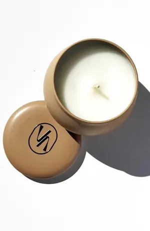 VILLA ABURI Mini Scented Travel Candle With Cotton Wick In Limpopo Peach - Soft White