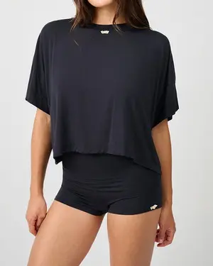 WeWoreWhat Cropped Sleep Tee - Black