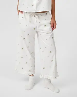 WeWoreWhat Ruffle Hem Cropped Pants - Ivory