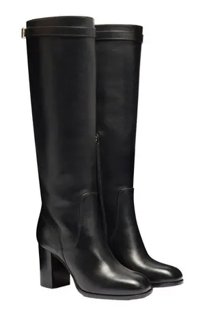 Santoni Leather High-heel Boots - Black