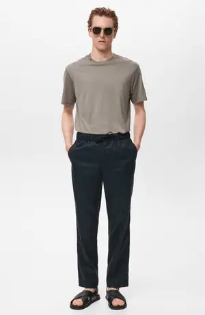 Mango Slim Fit Drawstring Waist Trousers